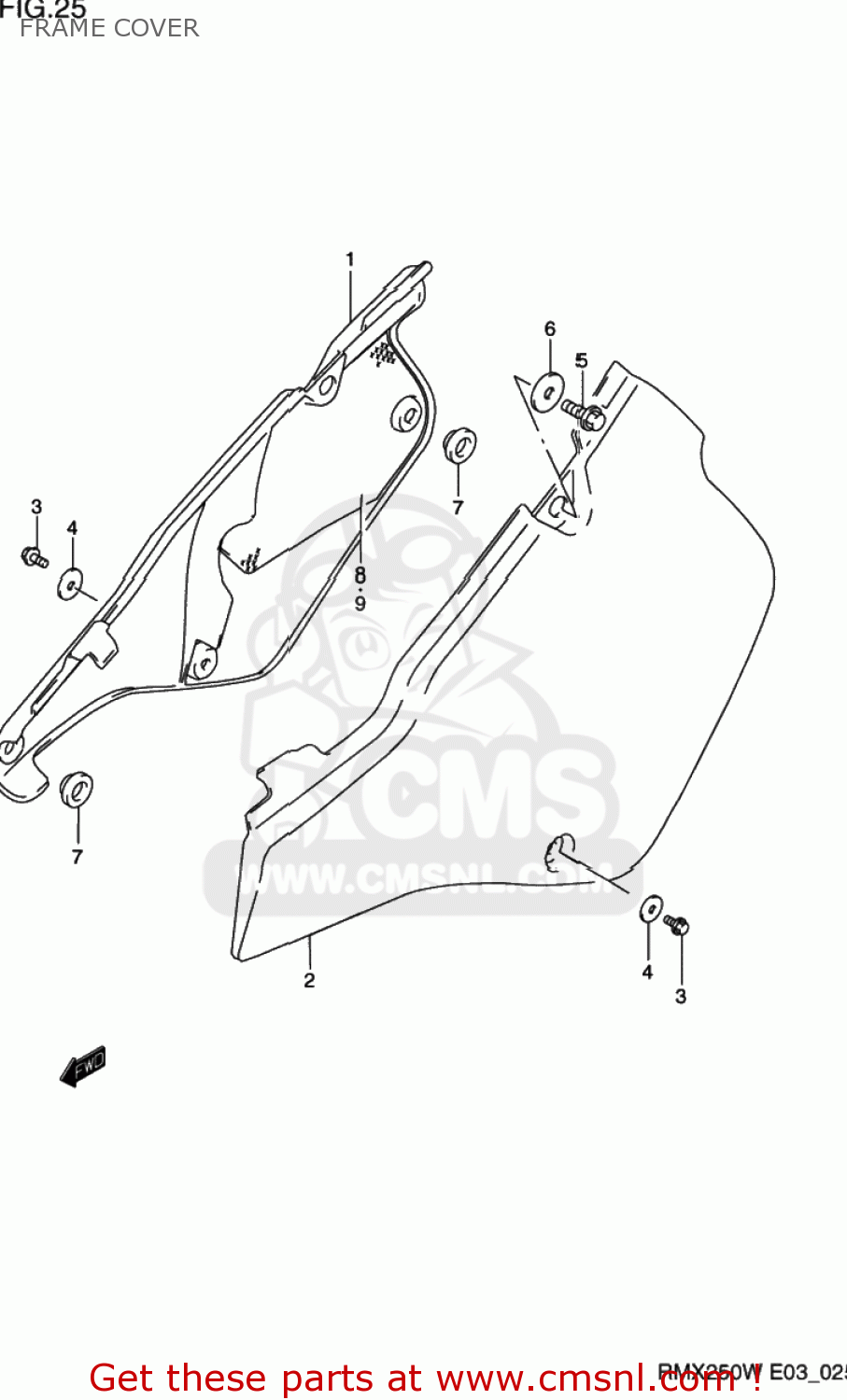 Suzuki RMX250 1997 (V) USA (E03) FRAME COVER - buy original FRAME COVER ...