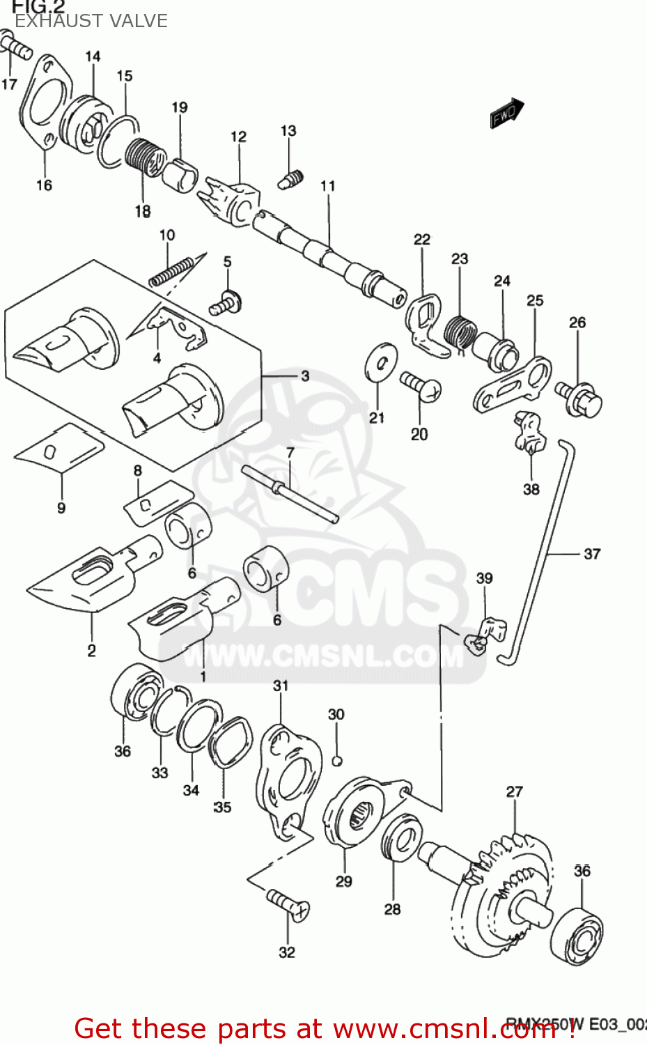 Suzuki RMX250 1998 (W) USA (E03) EXHAUST VALVE - buy original EXHAUST ...