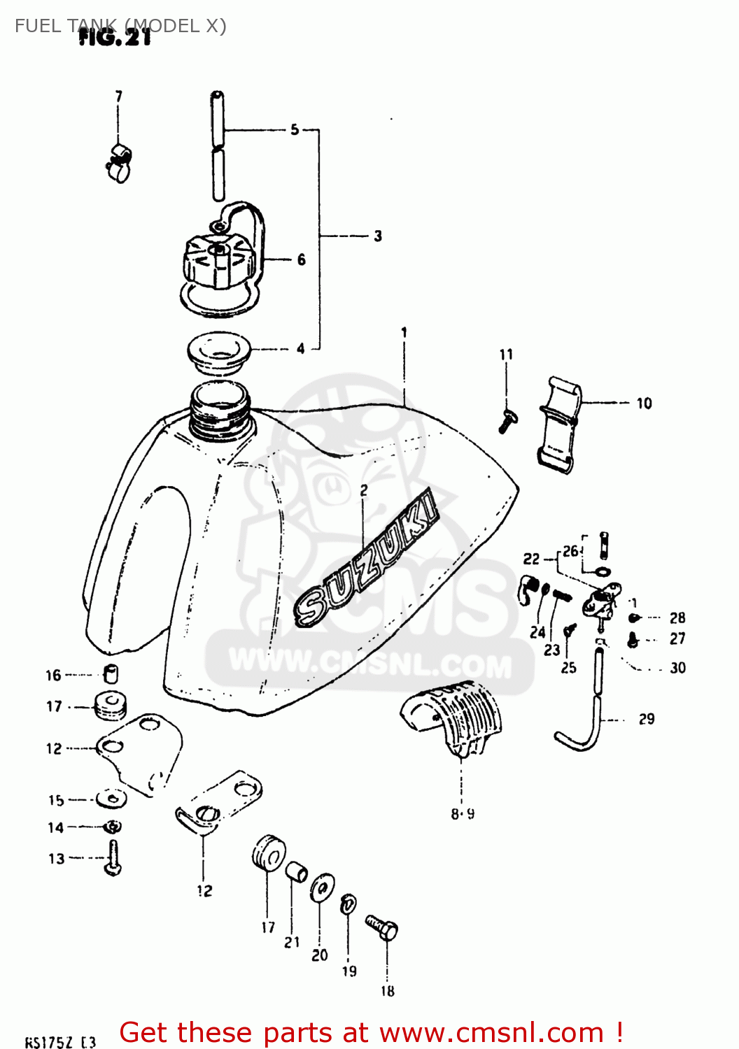 Suzuki RS175 1982 (Z) USA (E03) FUEL TANK (MODEL X) - buy original FUEL ...