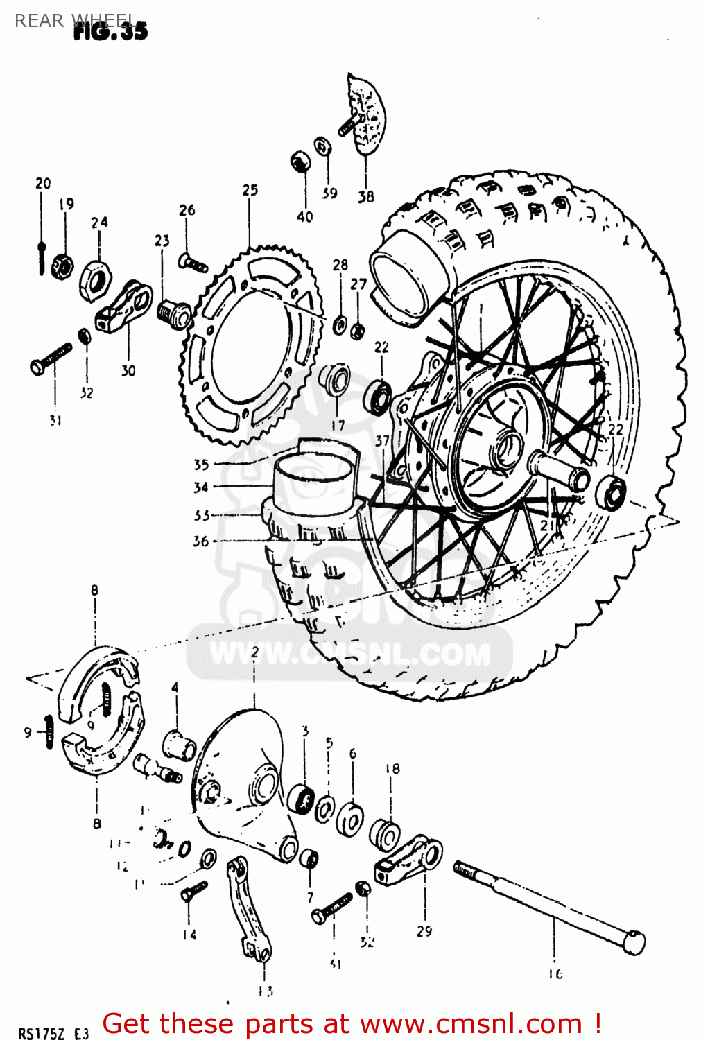 Suzuki RS175 1982 (Z) USA (E03) REAR WHEEL - buy original REAR WHEEL ...