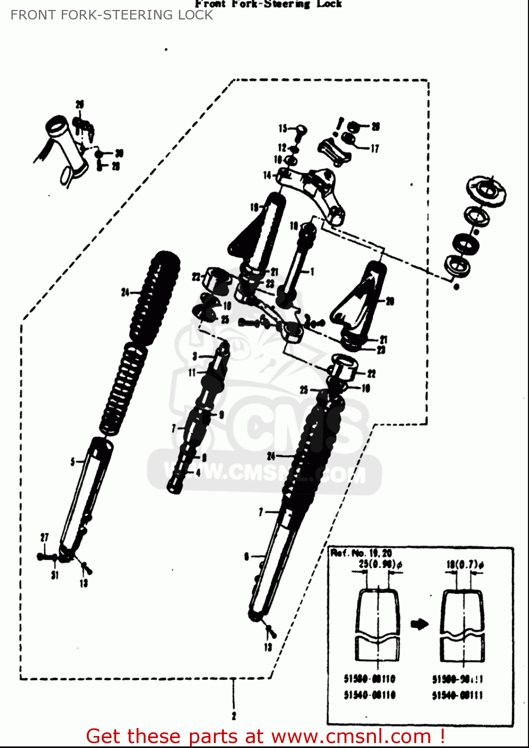 Suzuki S32 1968 USA (E03) FRONT FORK-STEERING LOCK - buy original FRONT ...