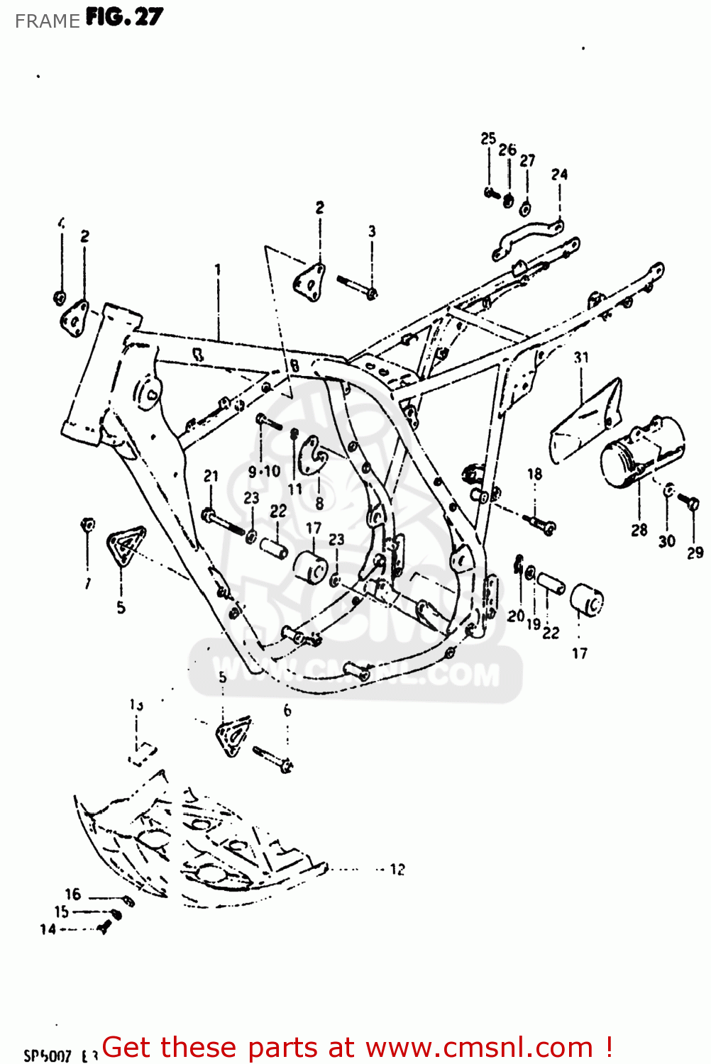 Suzuki SP500 1981 (X) USA (E03) FRAME - buy original FRAME spares online
