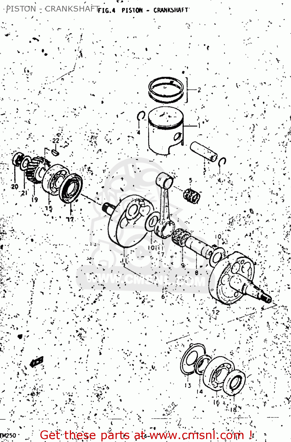 Suzuki TM250 1974 (L) USA (E03) PISTON - CRANKSHAFT - buy original ...