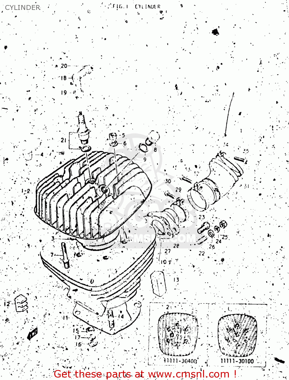 Suzuki TM250 1975 (M) USA (E03) CYLINDER - buy original CYLINDER spares ...