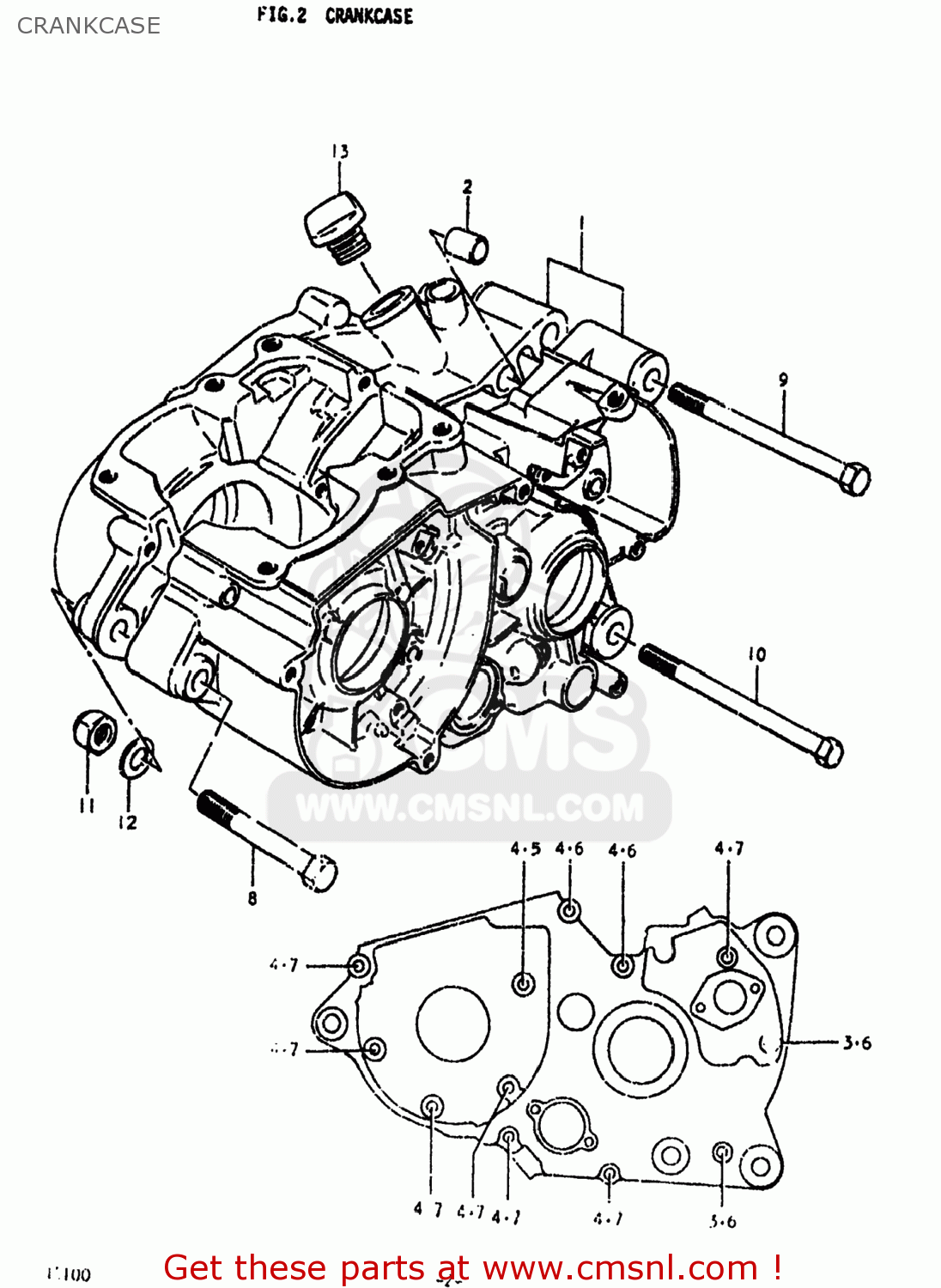 Suzuki TS100 1978 C USA E03 CRANKCASE Buy Original CRANKCASE
