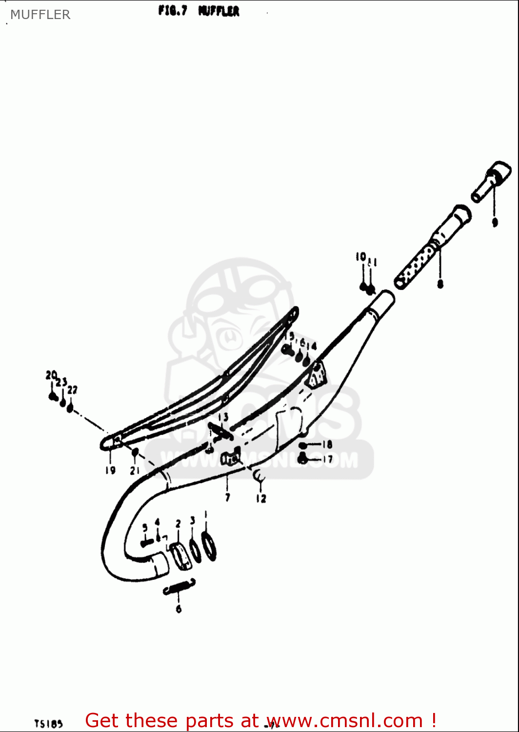 Suzuki TS185 1971 1972 (R) (J) USA (E03) MUFFLER - buy original MUFFLER ...