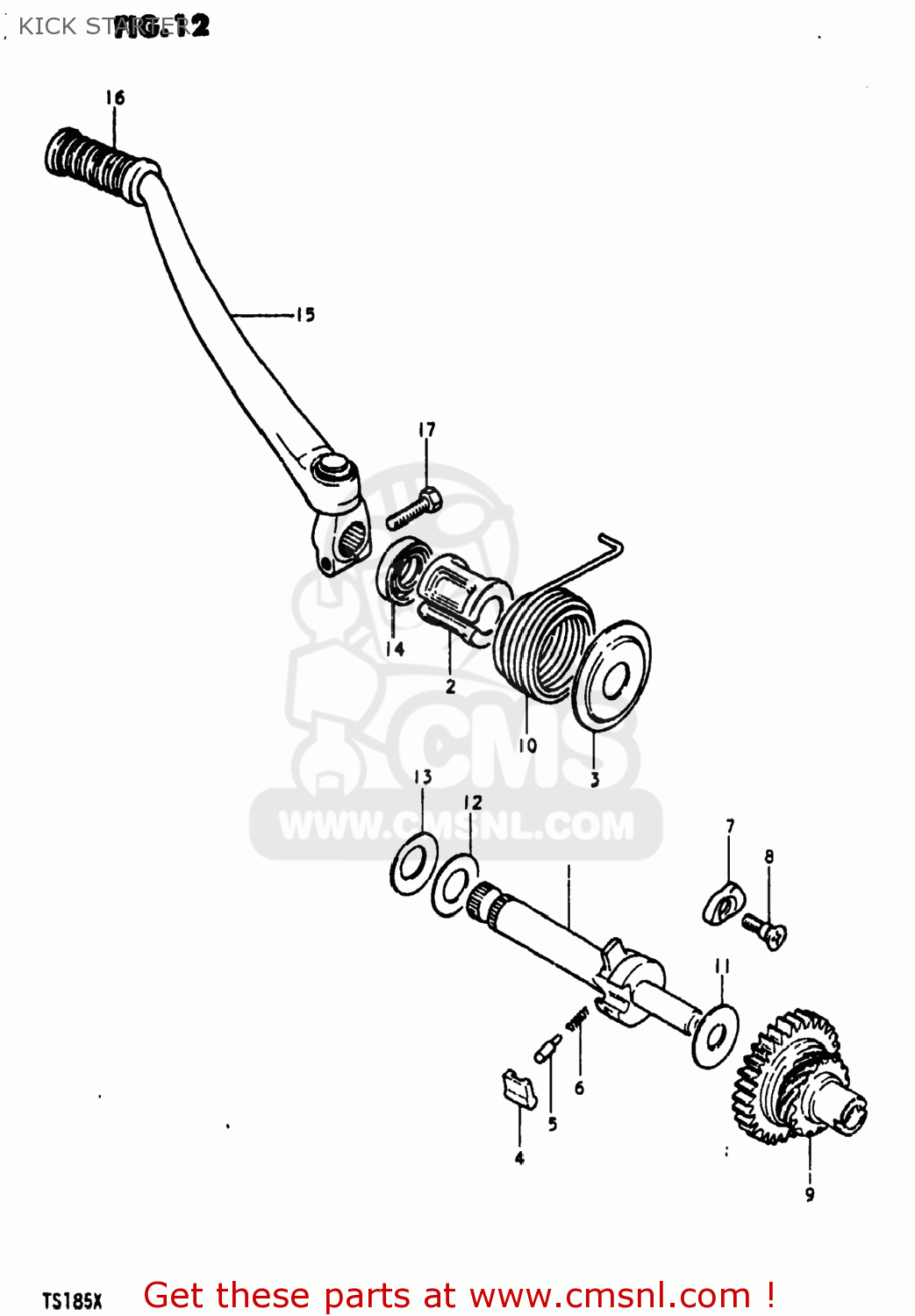 Suzuki TS185 1980 (T) USA (E03) KICK STARTER - buy original KICK ...