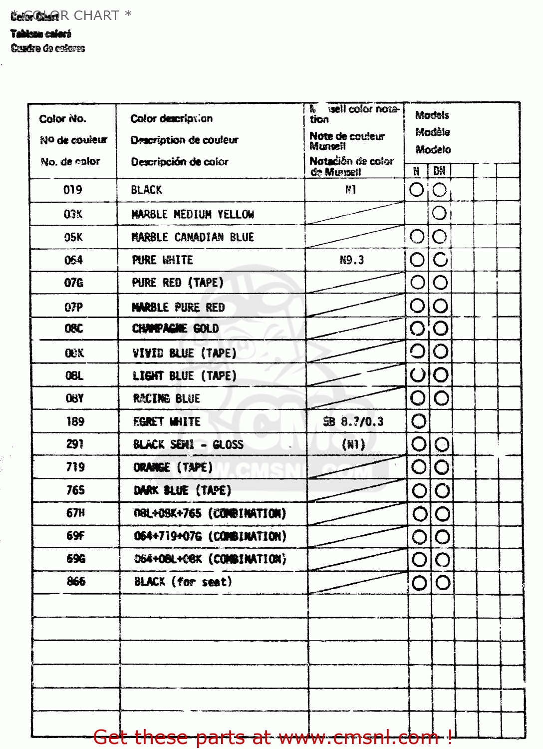 Suzuki TS50ERP 1979 (N) * COLOR CHART * - buy original * COLOR CHART ...