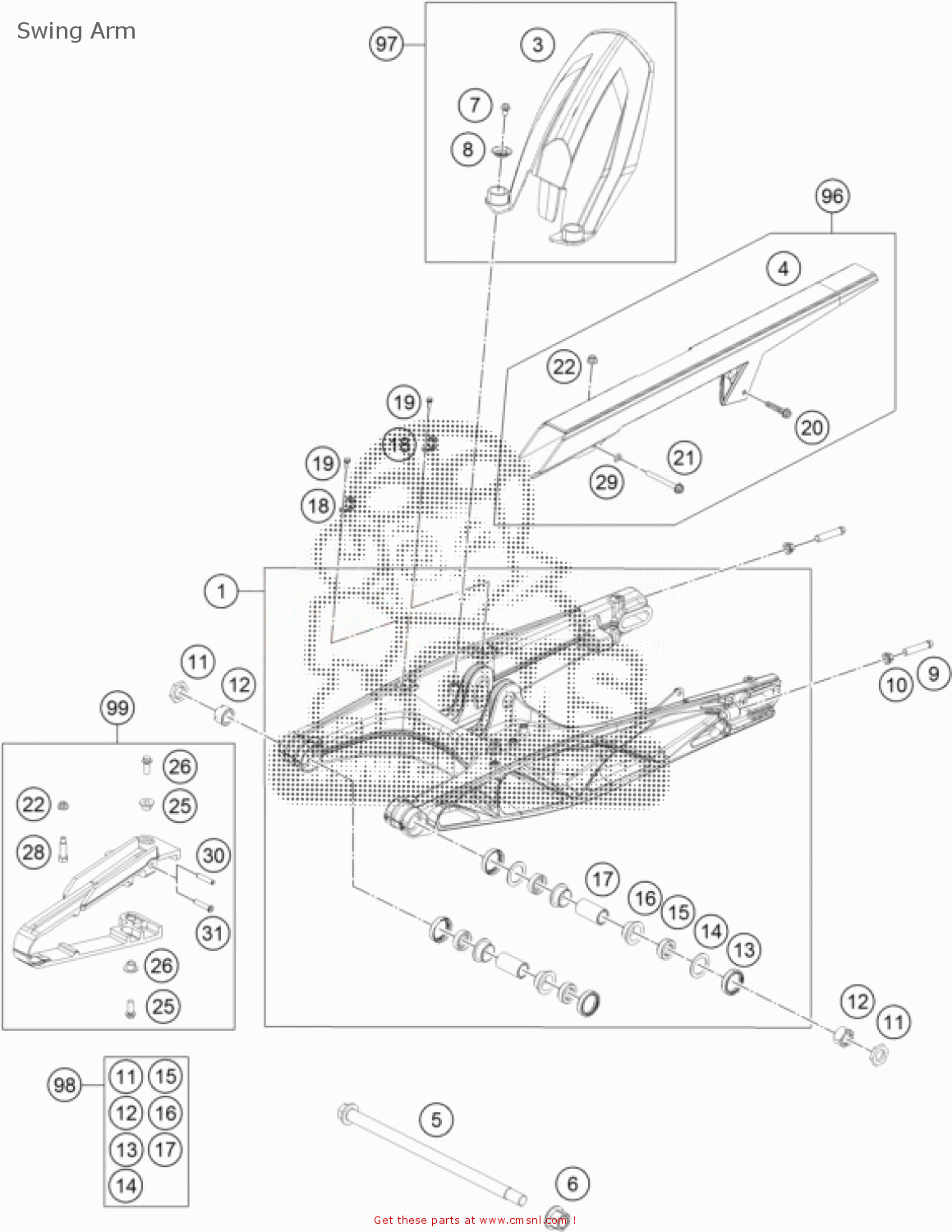 SLEEVE CHAIN GUARD for 390 Adventure, white - CKD BR 2020 - order at CMSNL