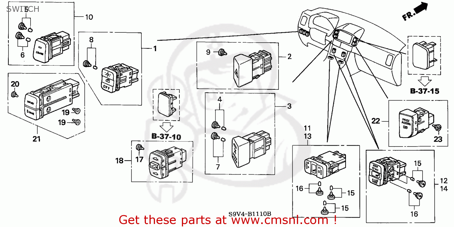 38535S9VA01ZA: Switch, L. *nh167l* Honda - buy the 38535-S9V-A01ZA at CMSNL
