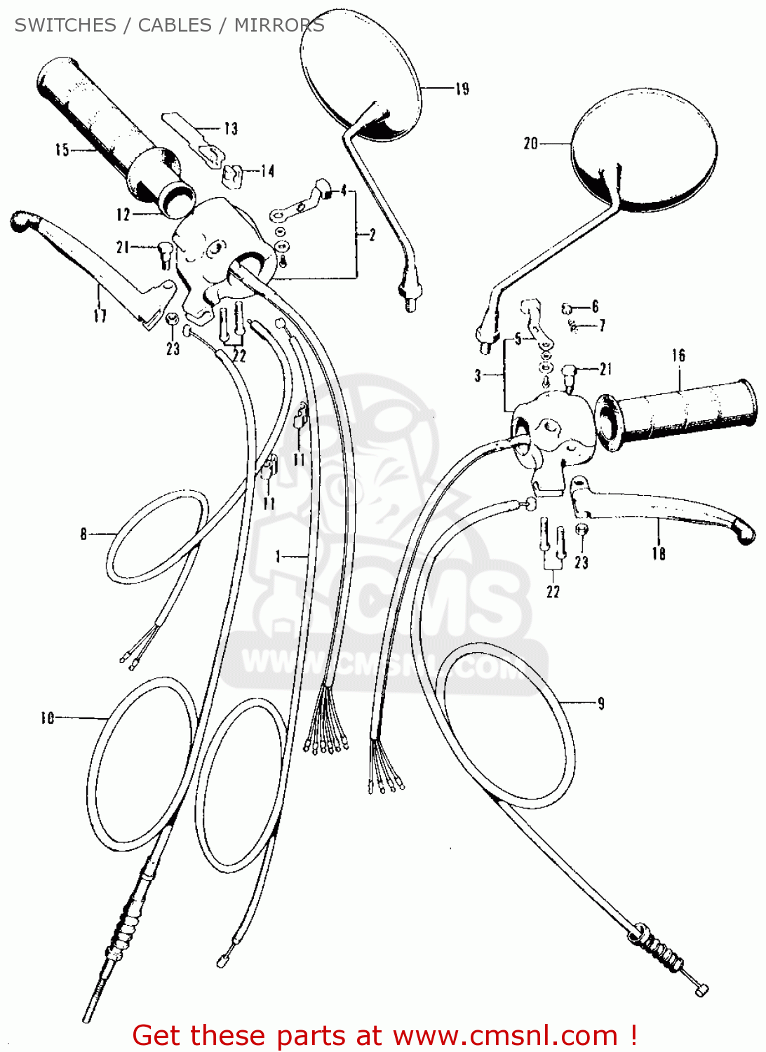 CABLE, RR. BRAKE for CT90 TRAIL 1969 K1 USA - order at CMSNL