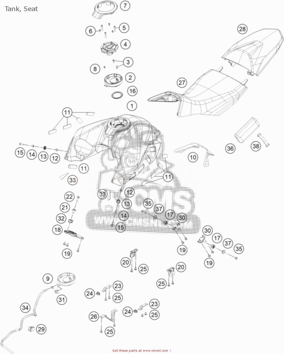 ADV 390 BS6 TANK JG171135 BLACK MET MATT for 390 Adventure, white - B.D ...