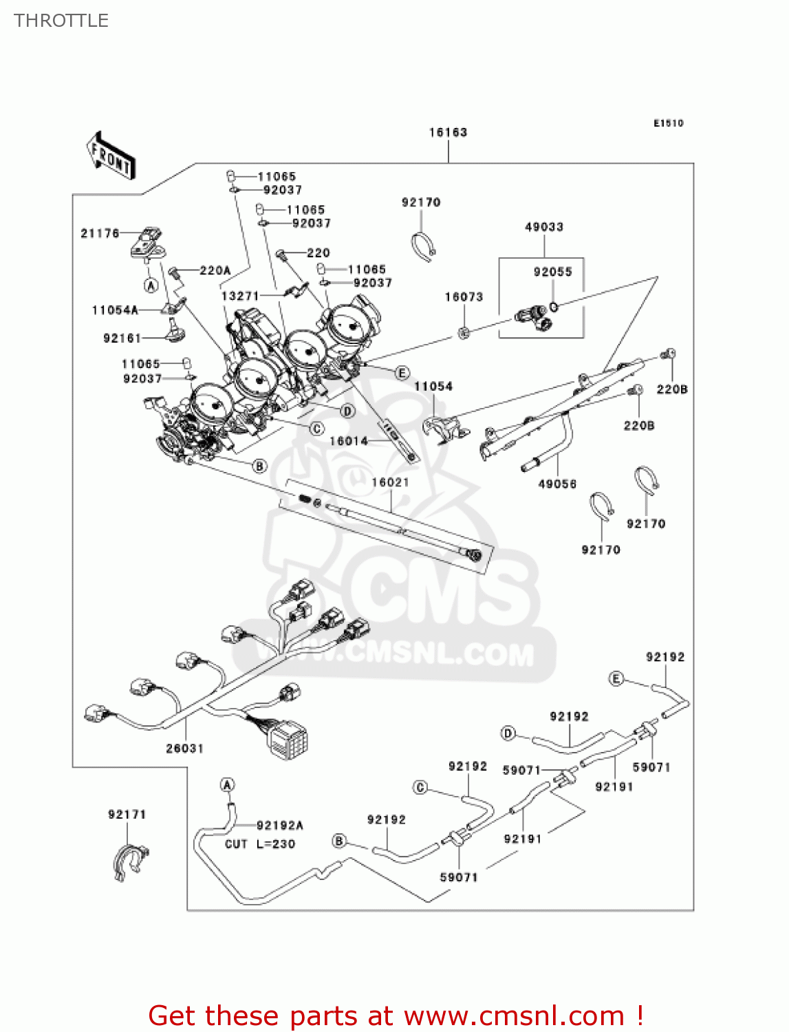 161630073: Throttle-assy,44eidw Kawasaki - buy the 16163-0073 at CMSNL