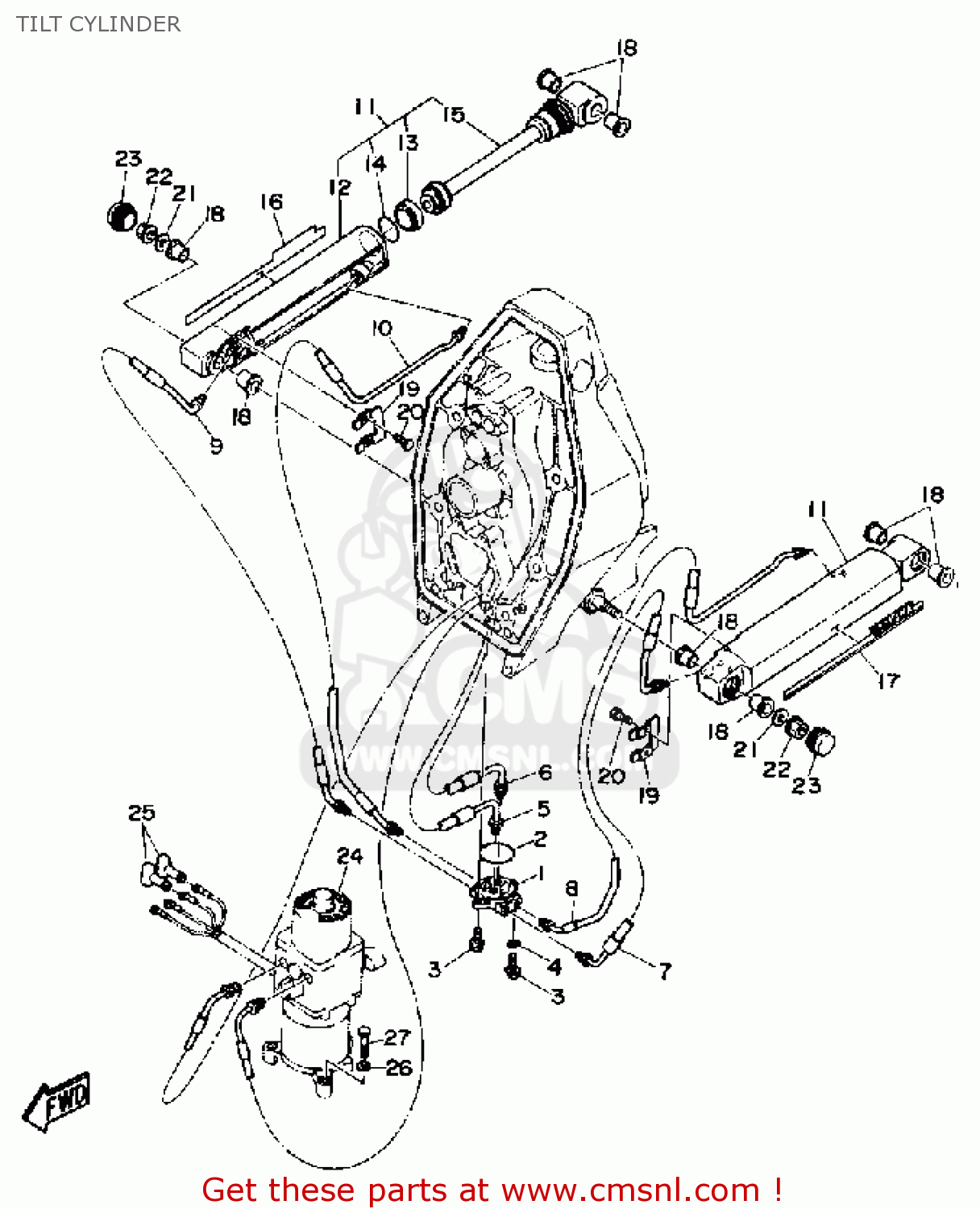 6T44380E00EK: Tilt Cylinder Assy Yamaha - buy the 6T4-4380E-00-EK at CMSNL