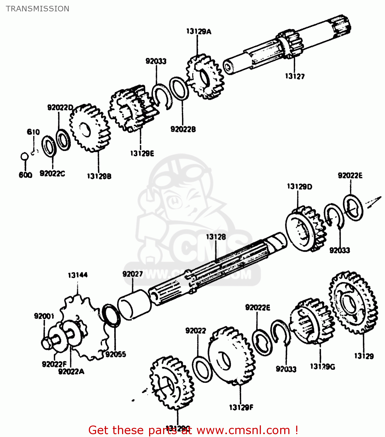 131291290: Gear,output 2nd,26t Kawasaki - buy the 13129-1290 at CMSNL
