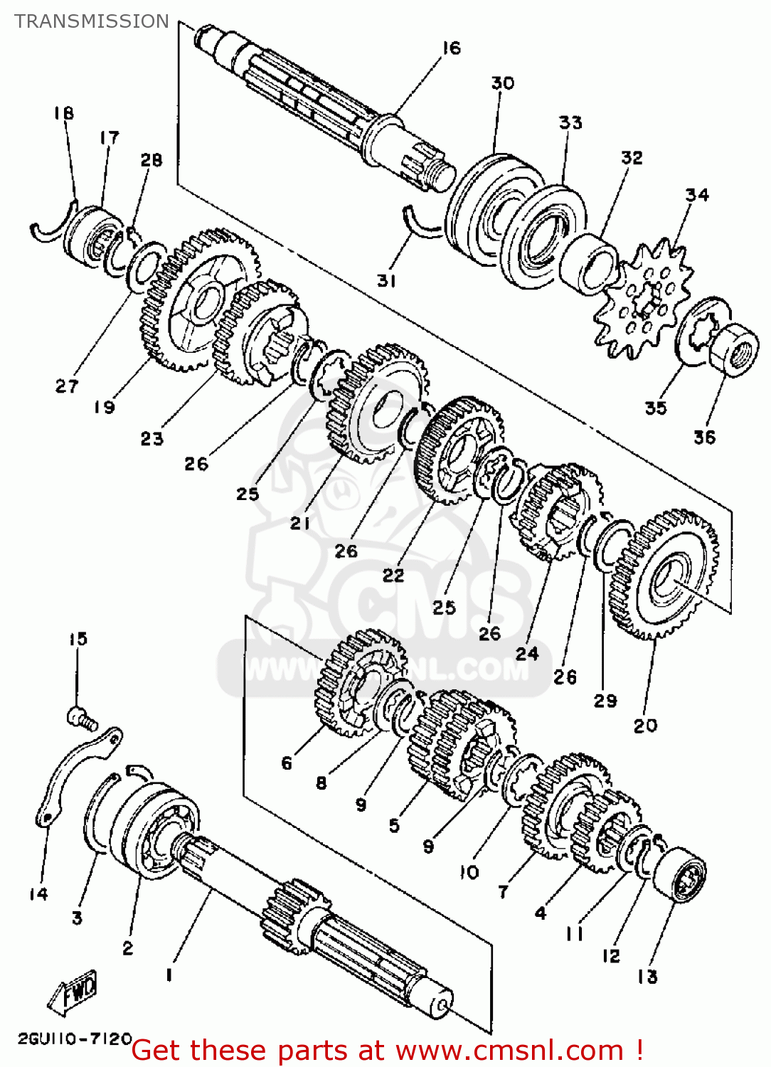 2GU1741100: Axle, Main Yamaha - buy the 2GU-17411-00-00 at CMSNL