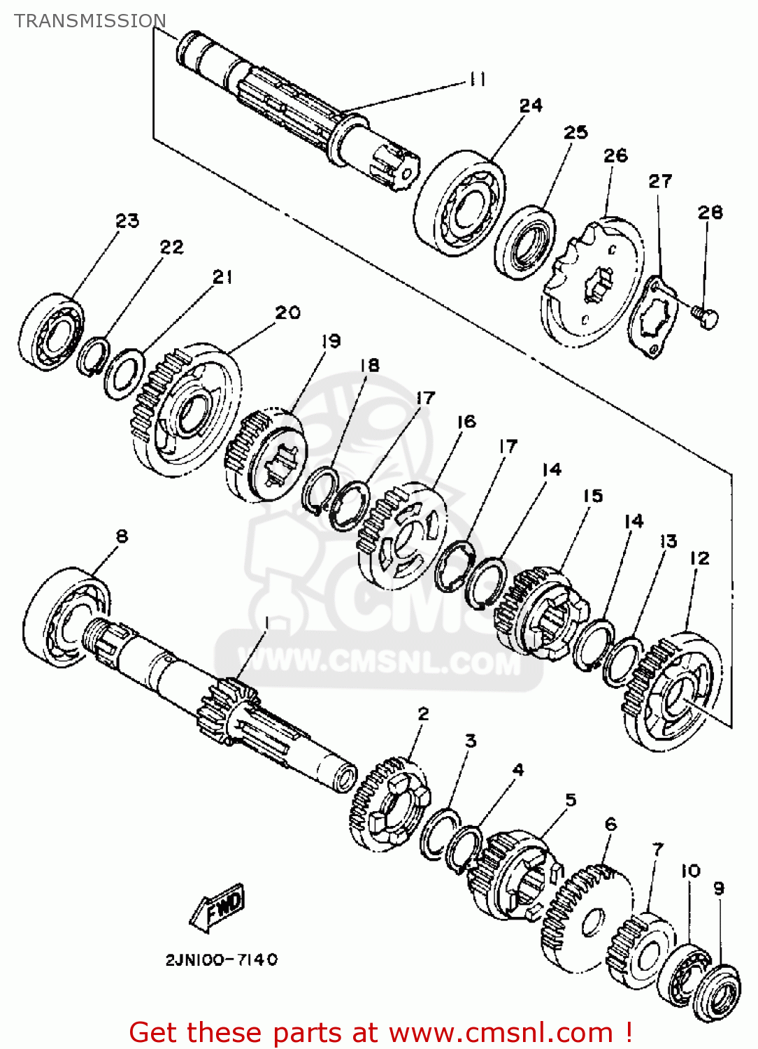 2JN1741100: Axle, Main Yamaha - buy the 2JN-17411-00-00 at CMSNL