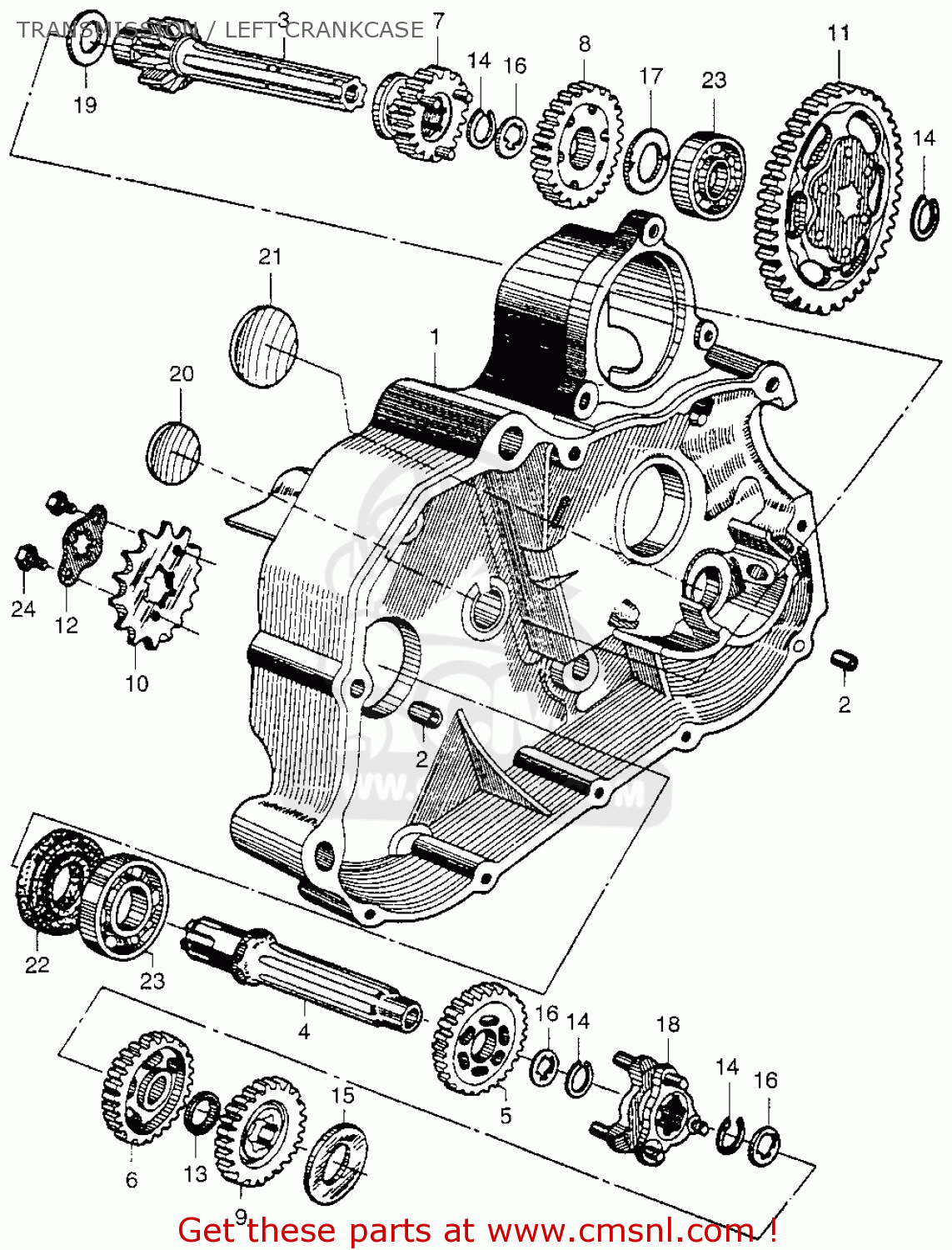 CRANKCASE LEFT for C102 WORLDWIDE EXCEPT USA - order at CMSNL