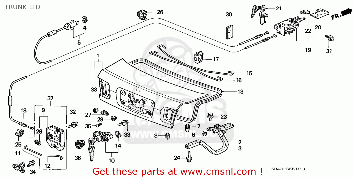 68500S01305ZZ: Trunk Lid Comp Honda - buy the 68500-S01-305ZZ at CMSNL