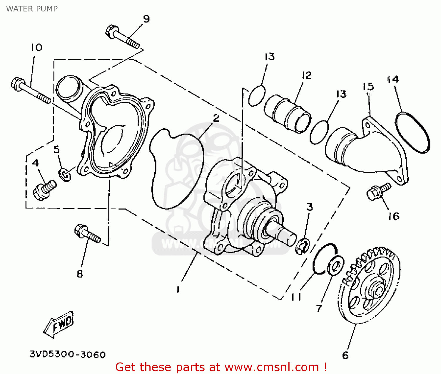 3VD1242010: Water Pump Assy Yamaha - buy the 3VD-12420-10 at CMSNL