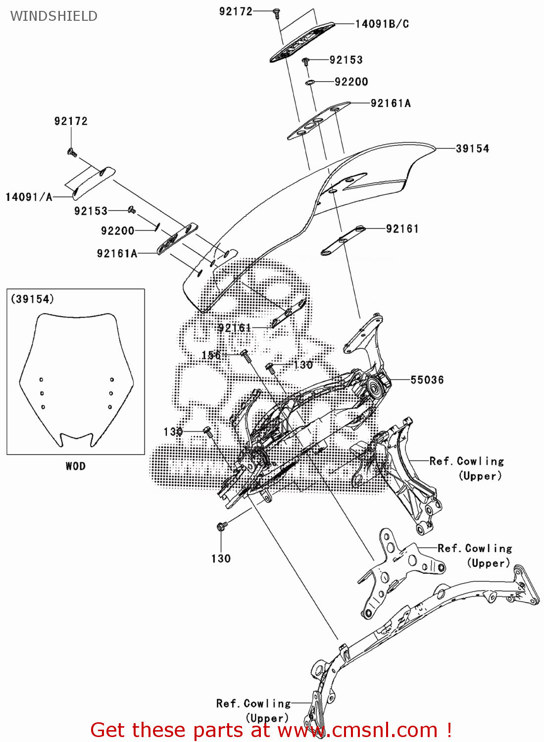 550360009: Windshield-assy Kawasaki - buy the 55036-0009 at CMSNL