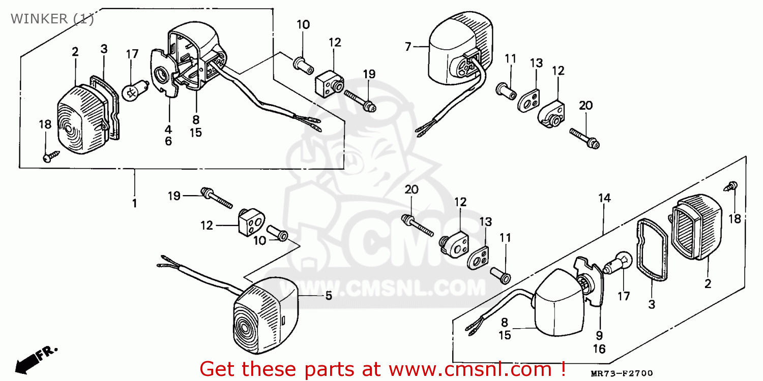 33410MR7003: Socket Comp., R. Fr. Winker Honda - buy the 33410-MR7-003 ...