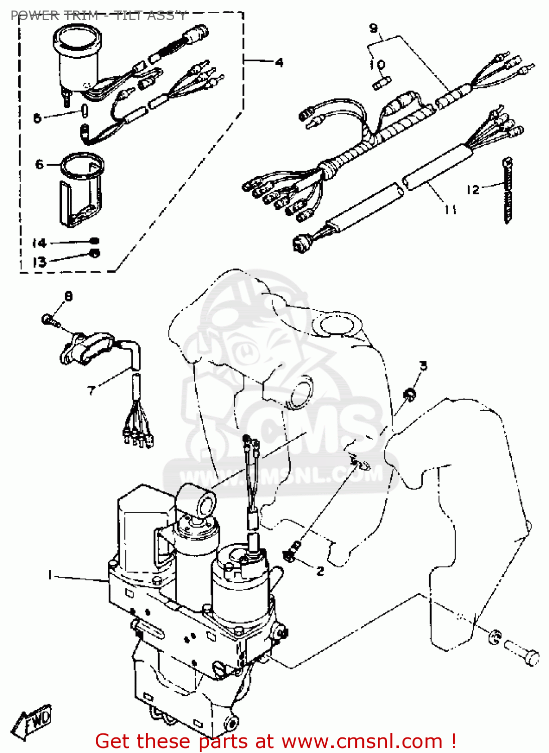 Yamaha 150 175 200 ETH 1987 POWER TRIM - TILT ASS'Y - buy original ...