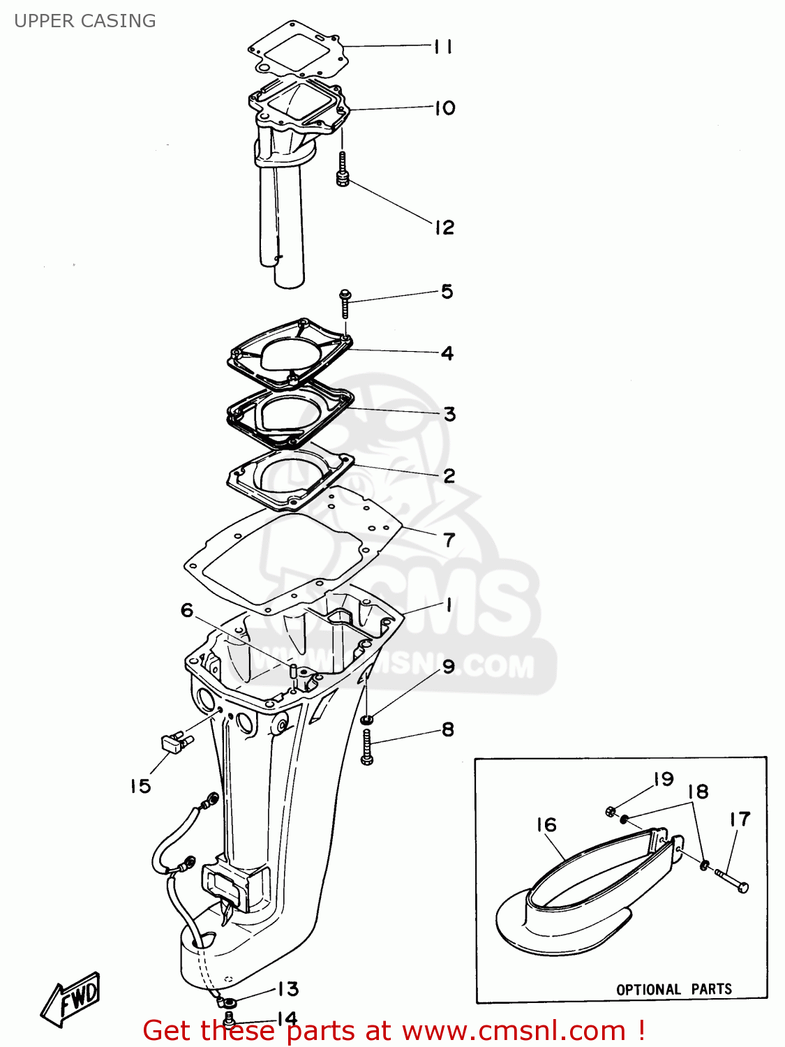 Yamaha 9.9/15(MH/EH)T 1995 UPPER CASING - buy original UPPER CASING ...