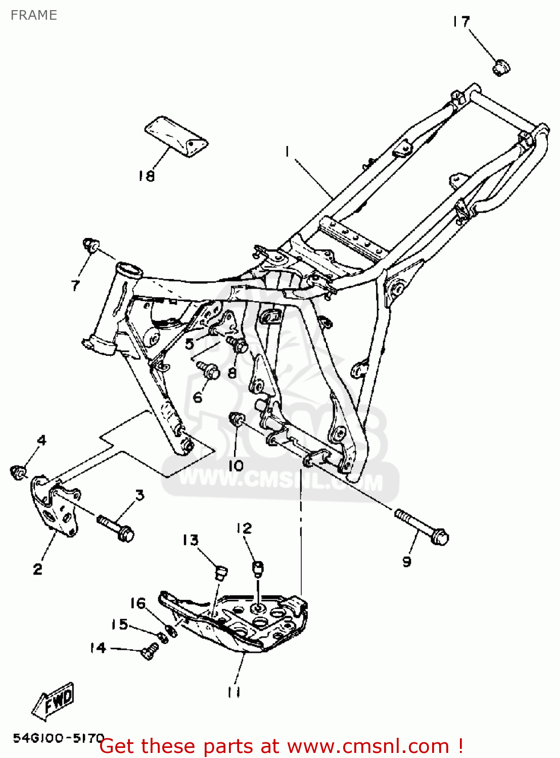 Yamaha BW200 BIG WHEEL 1986 (G) USA FRAME - buy original FRAME spares ...