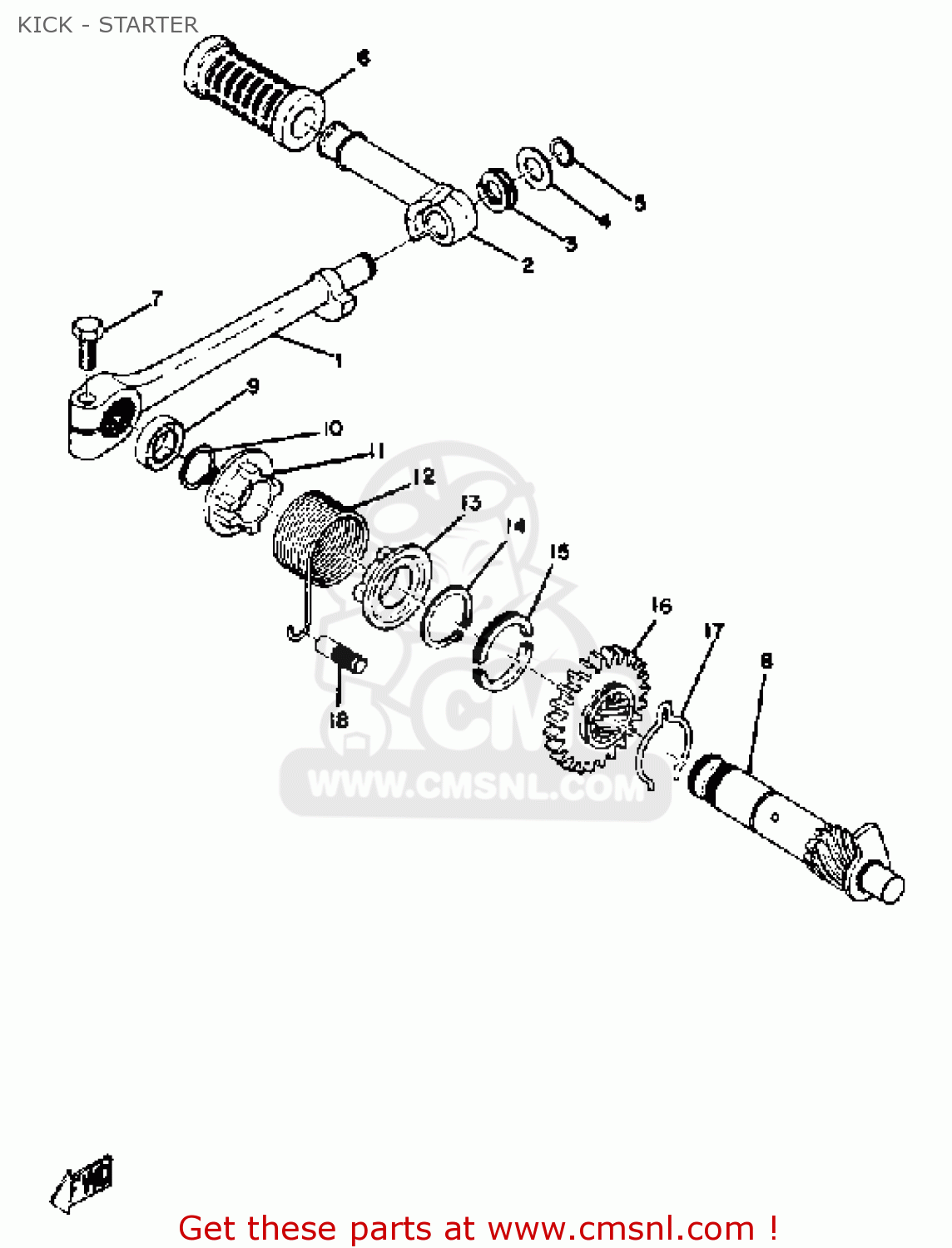 Yamaha CT2 1972 USA KICK - STARTER - buy original KICK - STARTER spares ...