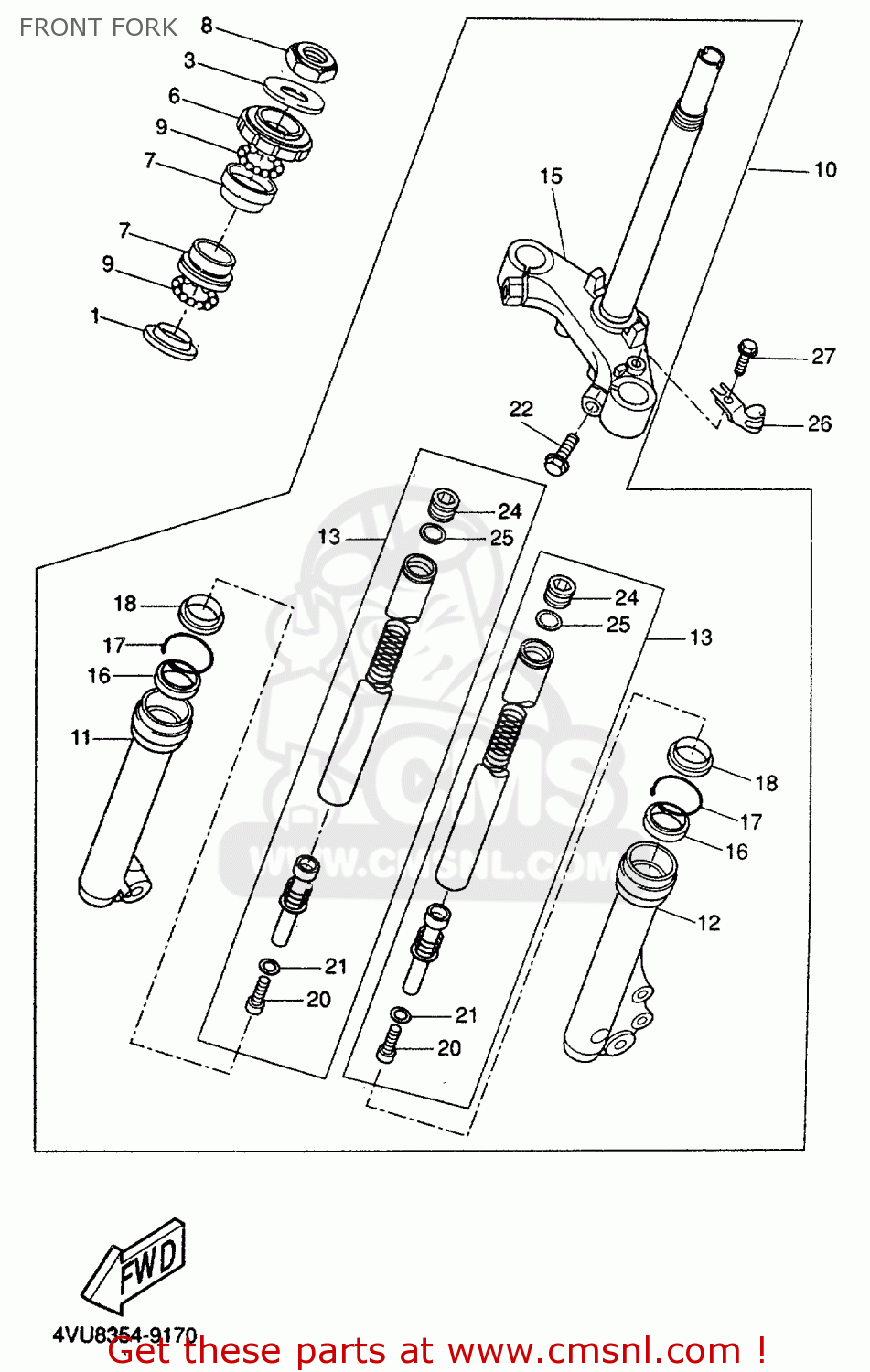 Yamaha CW50 2000 5HG2 FRANCE 105HG-351F1 FRONT FORK - buy original ...