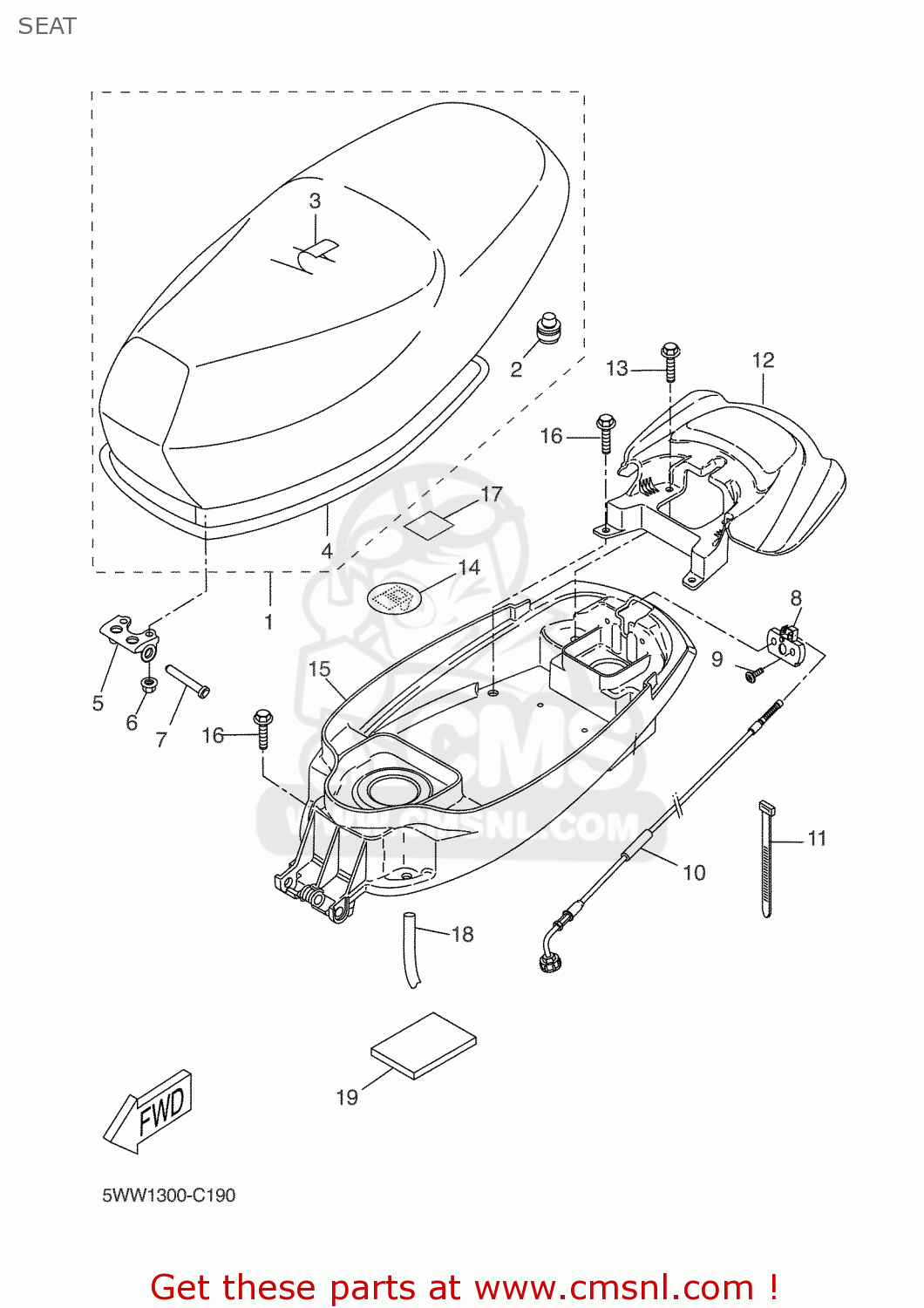 Yamaha CW50 2004 5WW1 SPAIN 1C5WW-300E2 SEAT - buy original SEAT spares ...