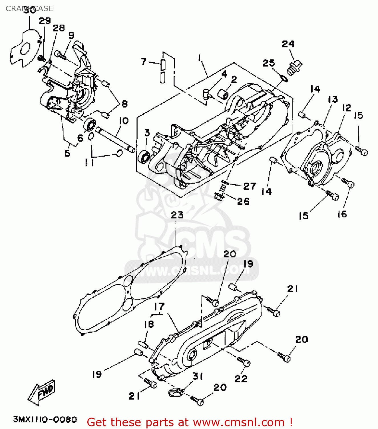 Yamaha CW50TA ZUMA 1990 CRANKCASE - buy original CRANKCASE spares online