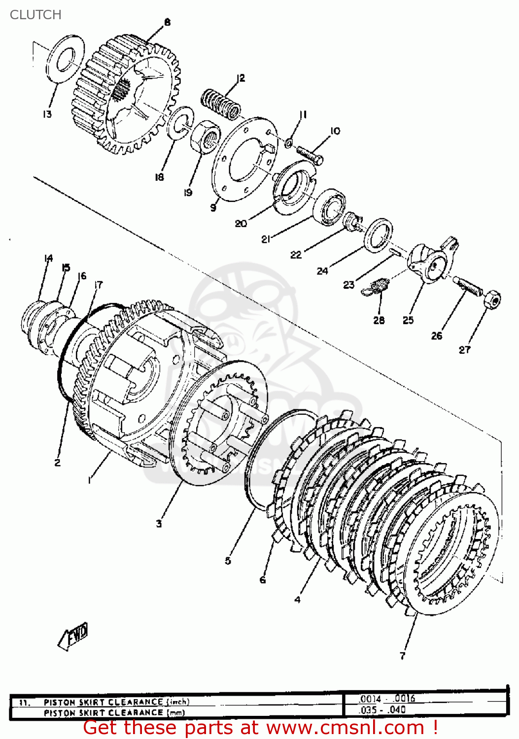 Yamaha DS6C 1970 USA CLUTCH - buy original CLUTCH spares online