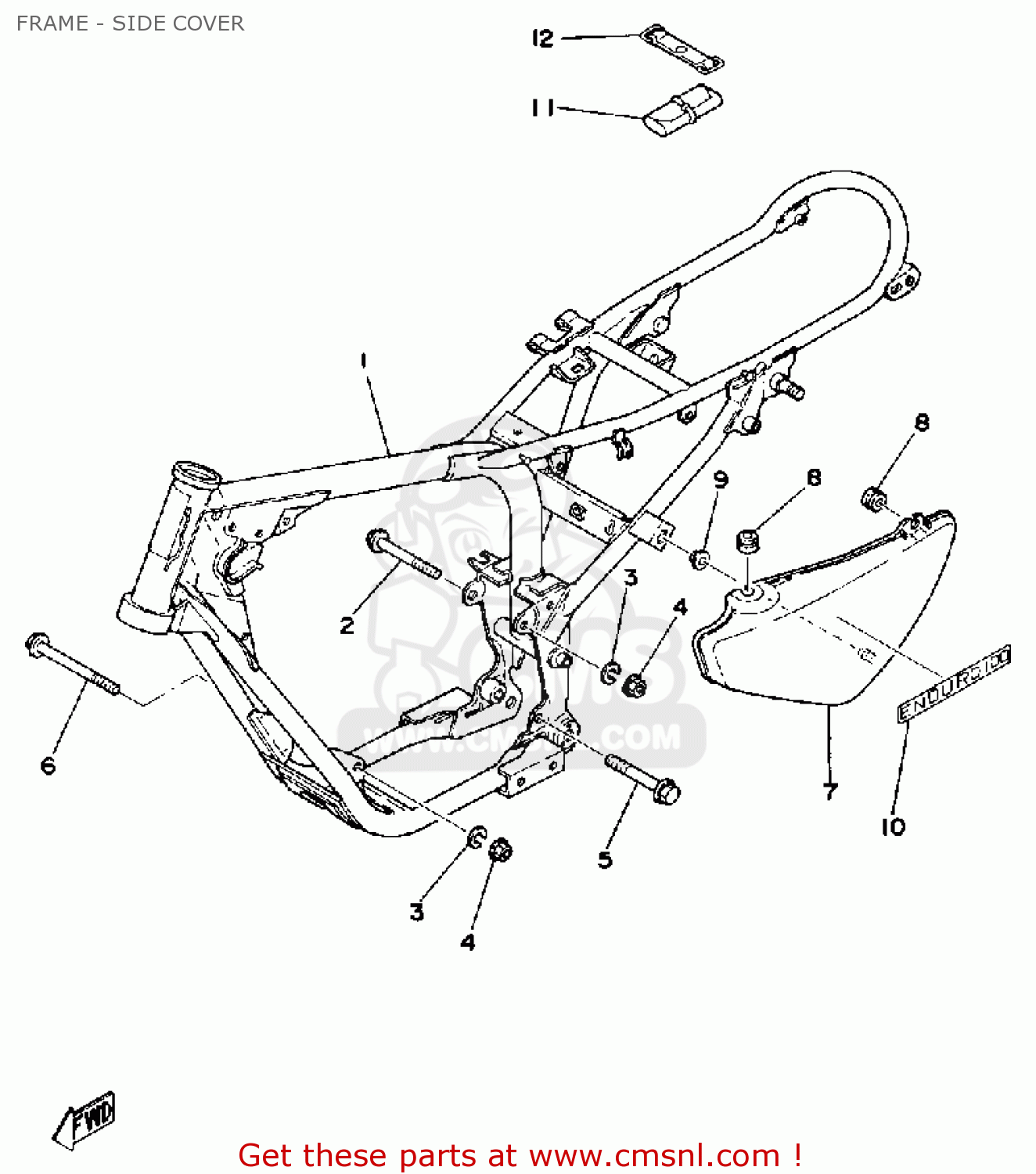 Yamaha DT100 1977 USA CANADA FRAME - SIDE COVER - buy original FRAME ...