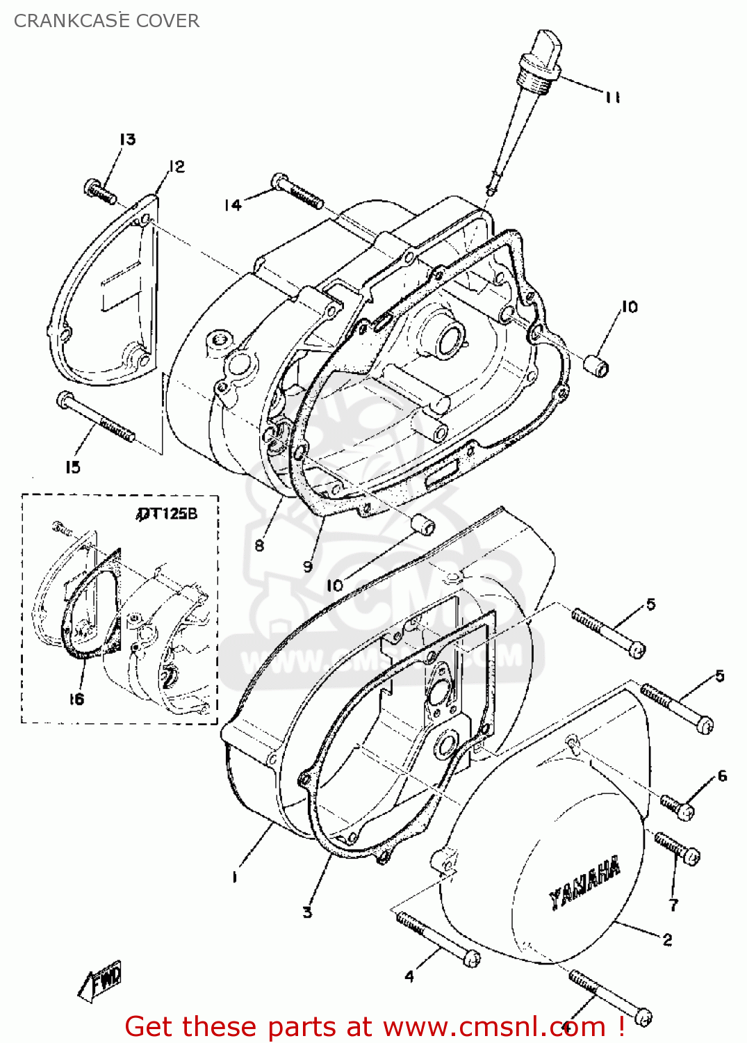 Yamaha DT125 1974 USA CRANKCASE COVER - buy original CRANKCASE COVER ...