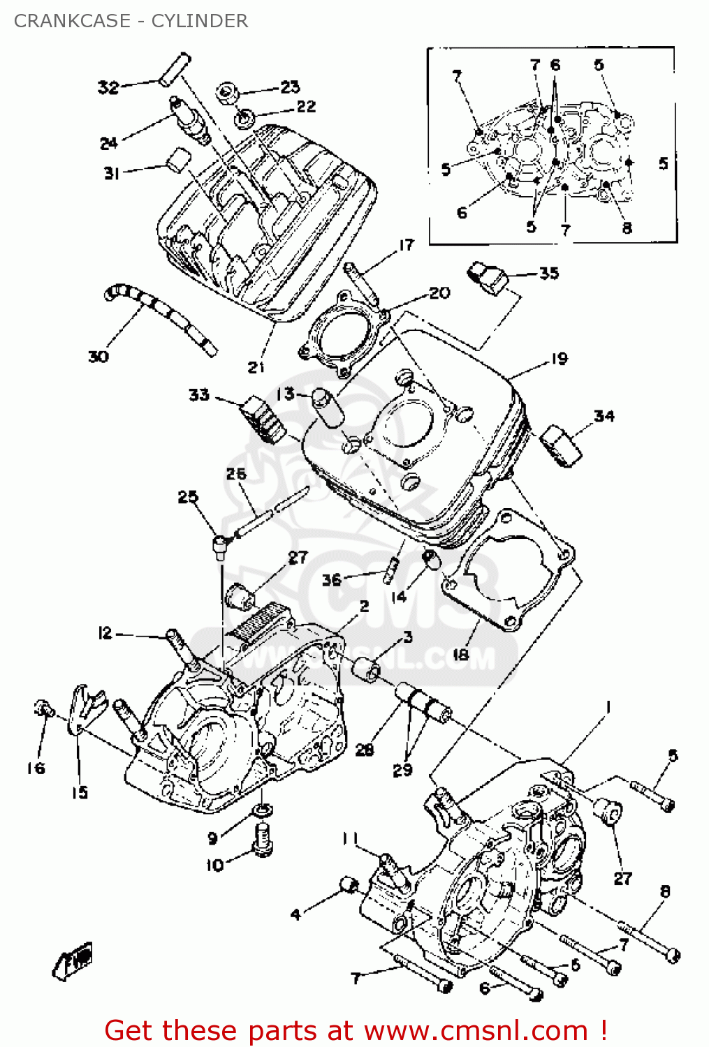 Yamaha DT125 1979 USA CRANKCASE - CYLINDER - buy original CRANKCASE ...