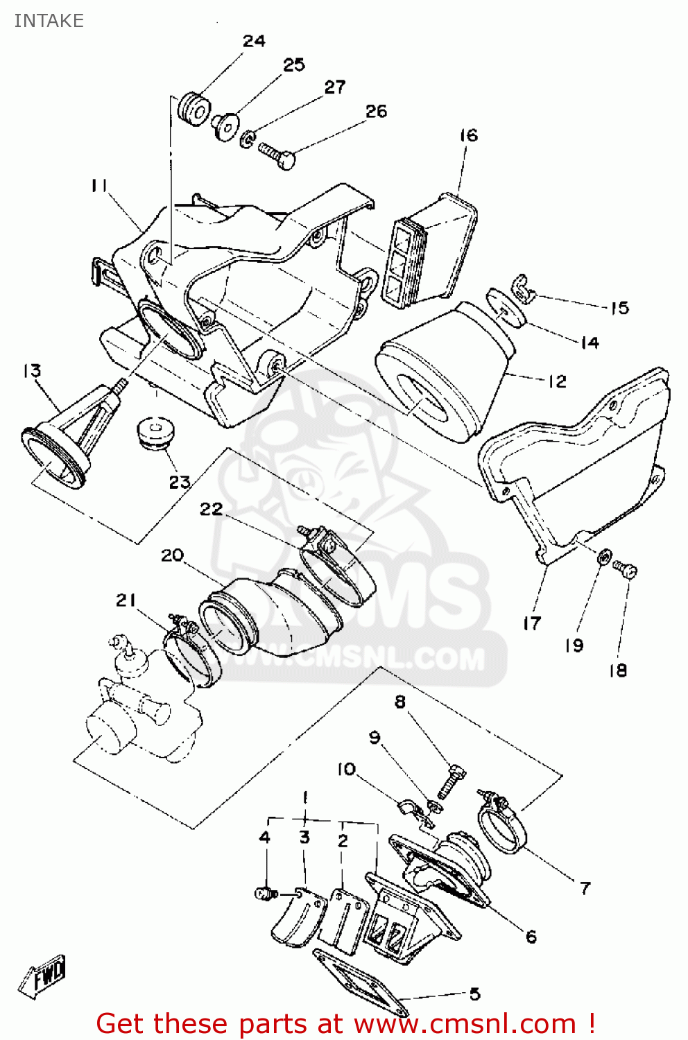 Yamaha DT125 1980 (A) USA INTAKE - buy original INTAKE spares online