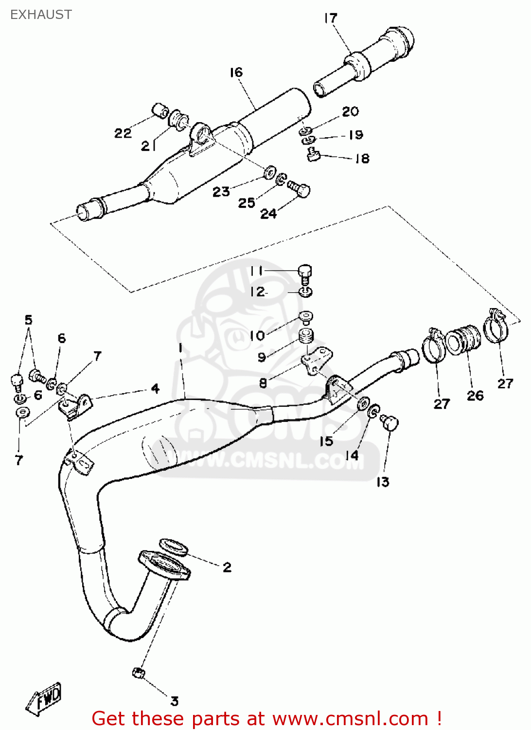 Yamaha DT125 1981 (B) USA EXHAUST - buy original EXHAUST spares online