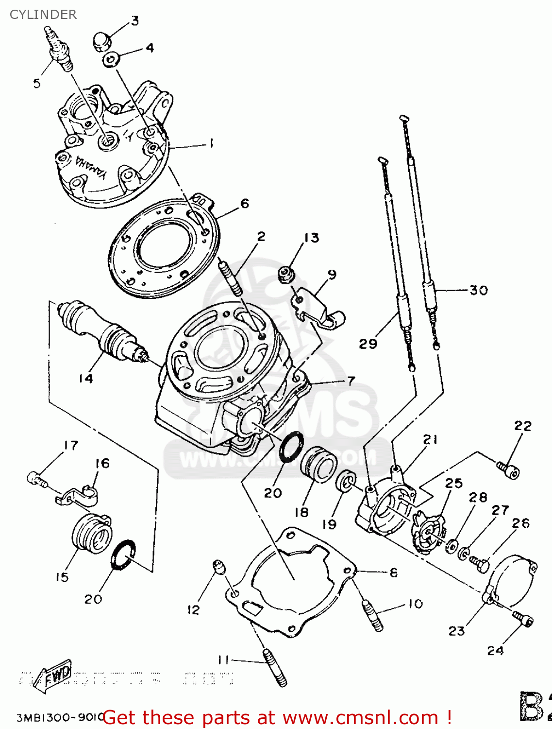 Yamaha DT125 1989 3PY1 ITALY 293PY-354E1 CYLINDER - buy original ...