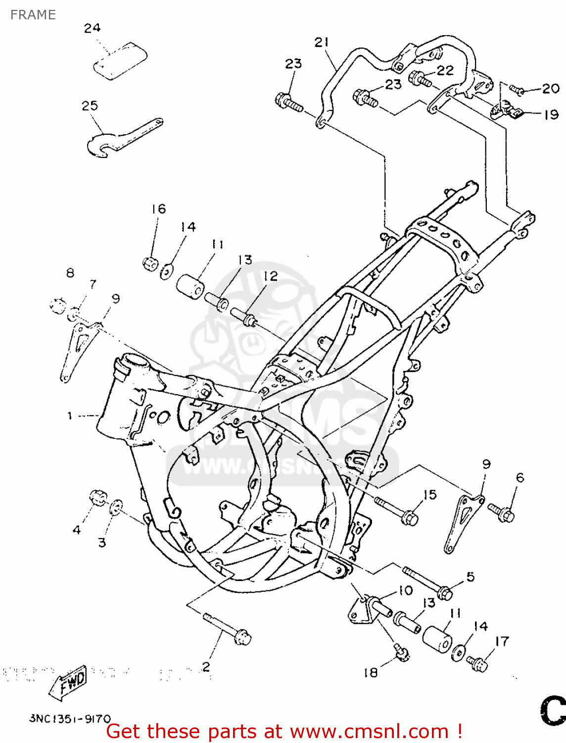 Yamaha DT125R 1989 3NC1 FRANCE 293NC-351F1 FRAME - buy original FRAME ...