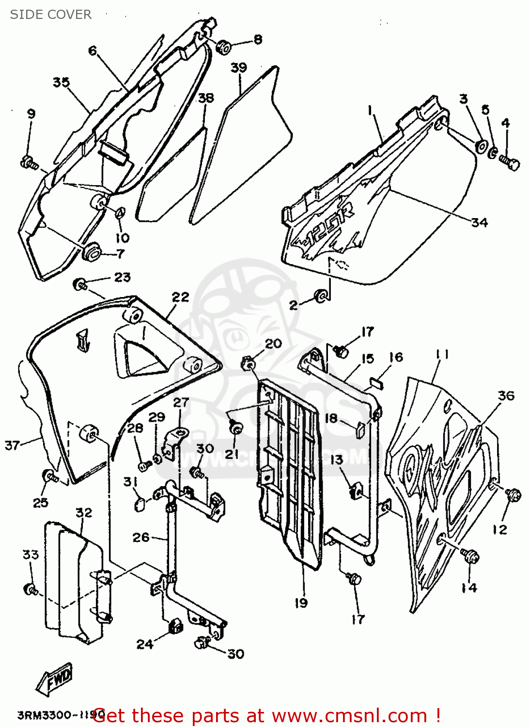 Yamaha DT125R 1991 3RM3 GERMANY 213RM-332G1 SIDE COVER - buy original ...