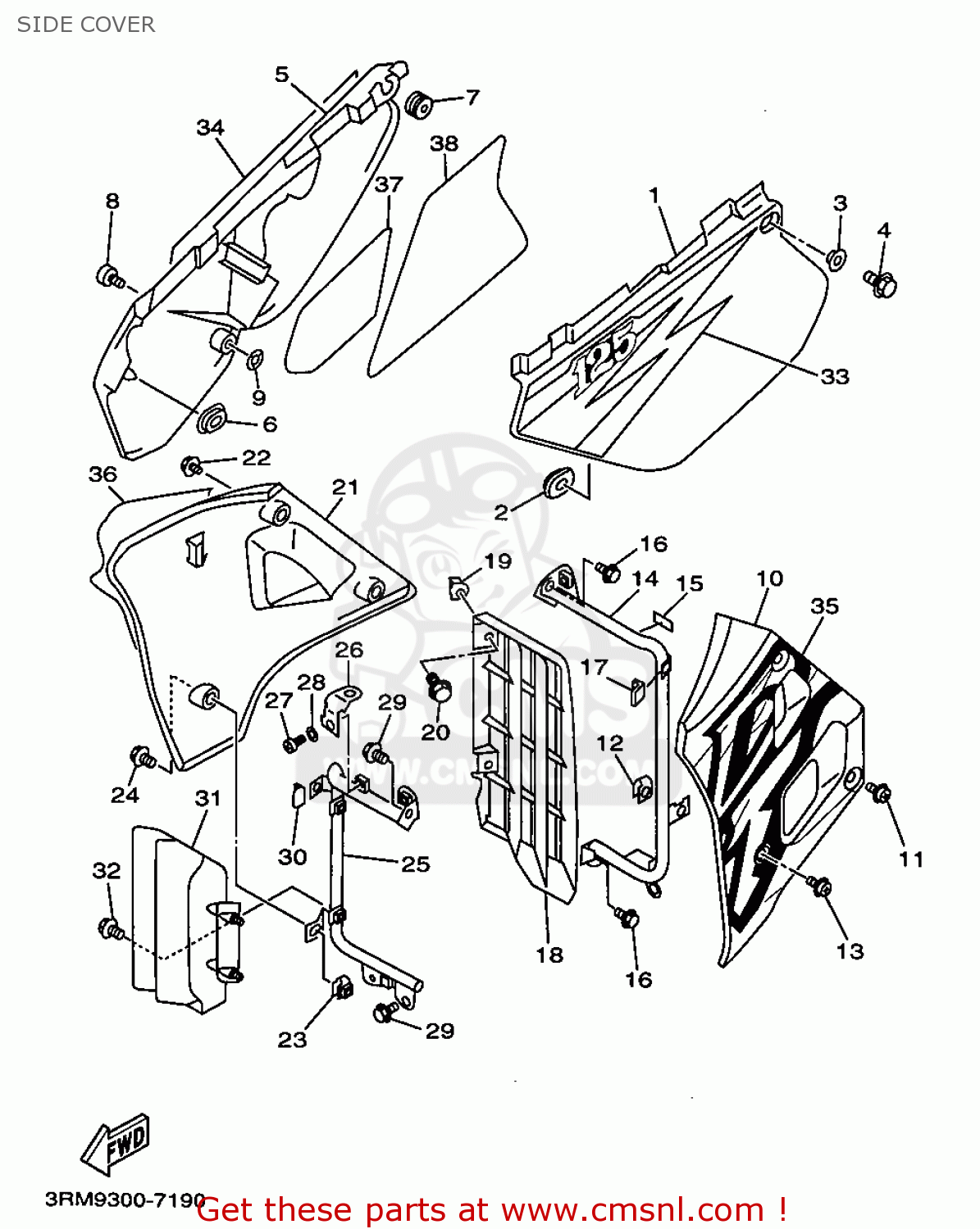 Yamaha DT125R 1997 3RM9 ENGLAND 273RM-300E1 SIDE COVER - buy original ...