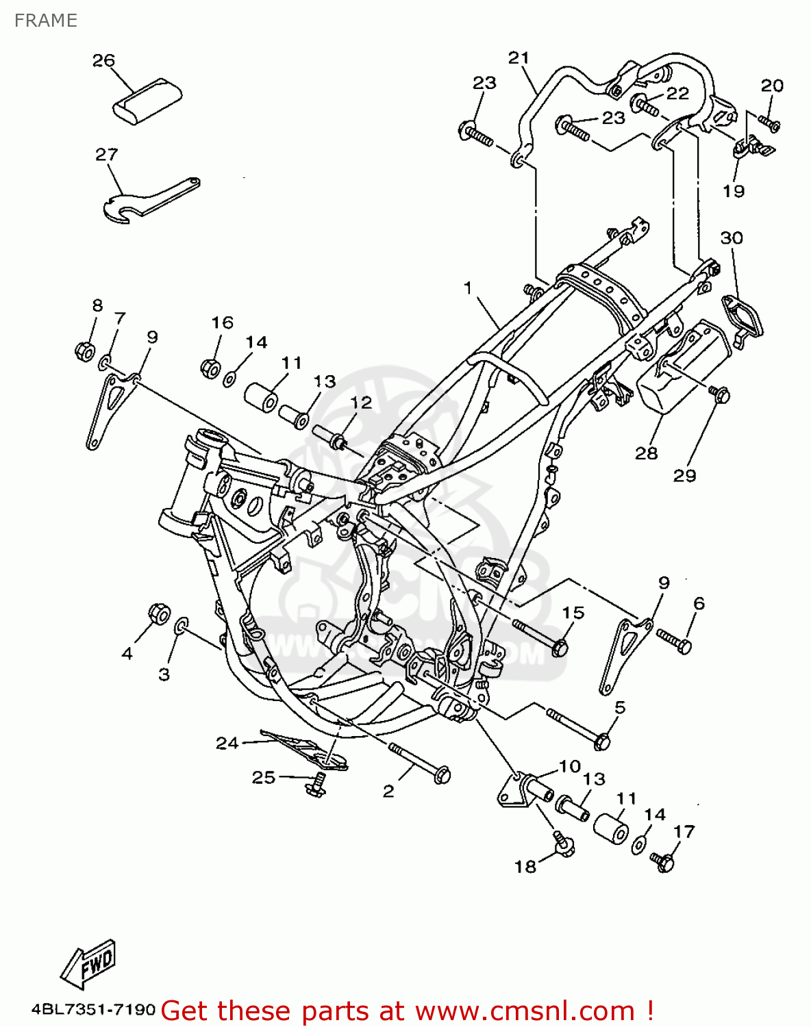Yamaha DT125R 1998 3RMB FRANCE 284BL-351F1 FRAME - buy original FRAME ...