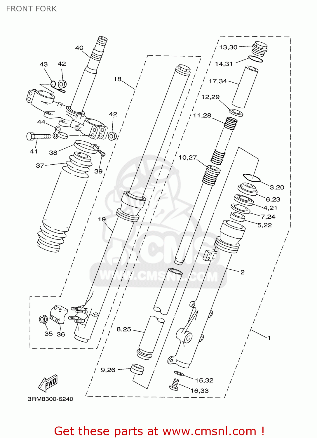 Yamaha DT125R 2002 3RMM ENGLAND 1A3RM-300EA FRONT FORK - buy original ...