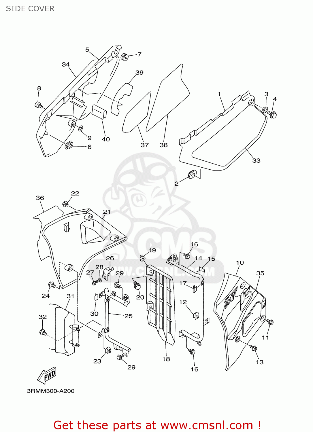 Yamaha DT125R 2002 3RMM ENGLAND 1A3RM-300EA SIDE COVER - buy original ...