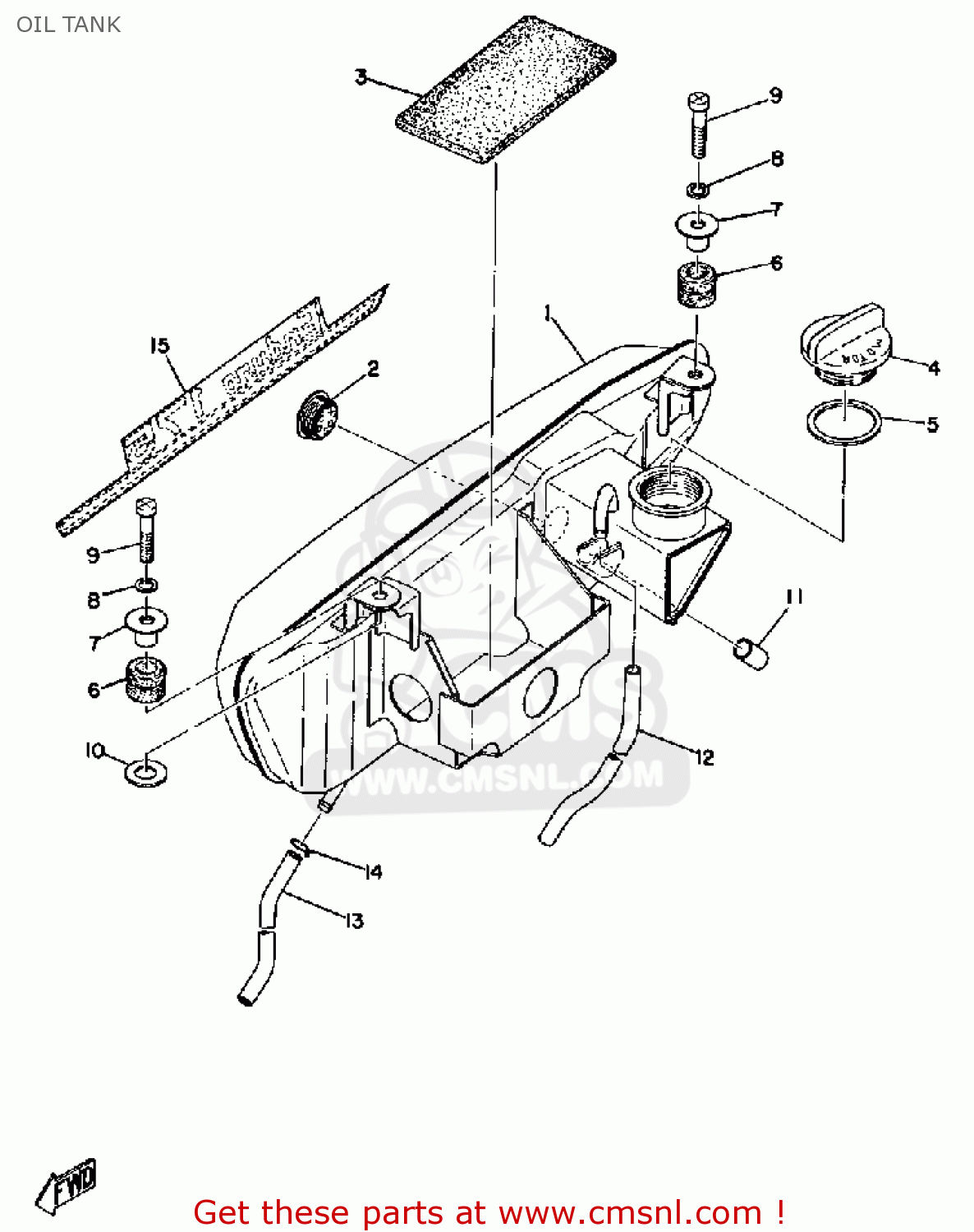 Yamaha DT175 1974 USA OIL TANK - buy original OIL TANK spares online
