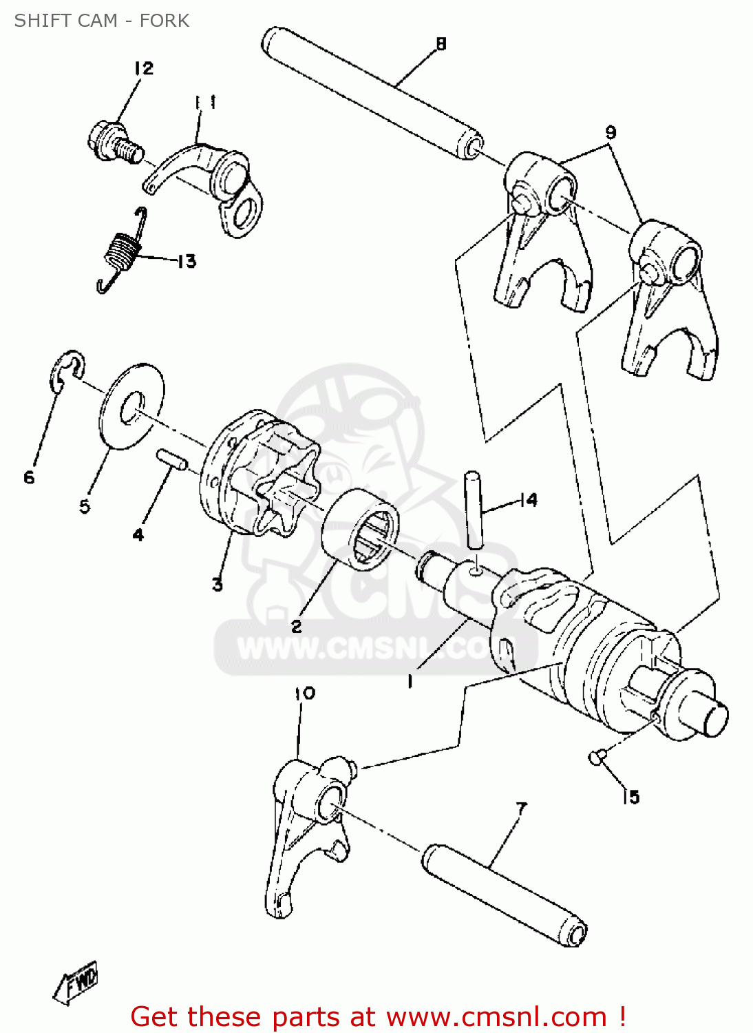 Yamaha DT175 1979 USA SHIFT CAM - FORK - buy original SHIFT CAM - FORK ...