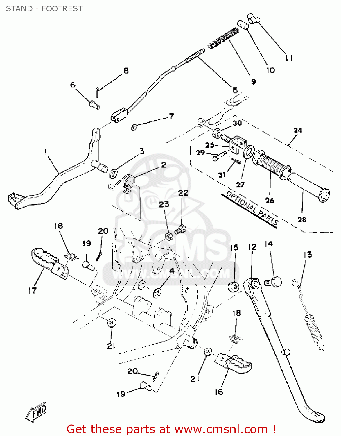 Yamaha DT175 1980 (A) USA STAND - FOOTREST - buy original STAND ...