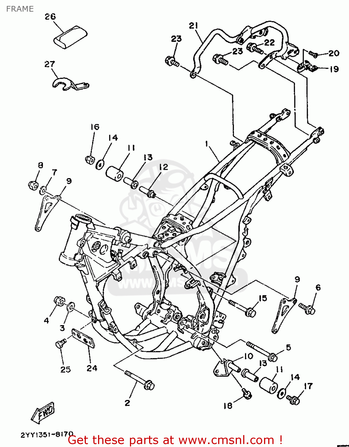 Yamaha DT200R 1989 2YY1 EUROPE 292YY-300E1 FRAME - buy original FRAME ...